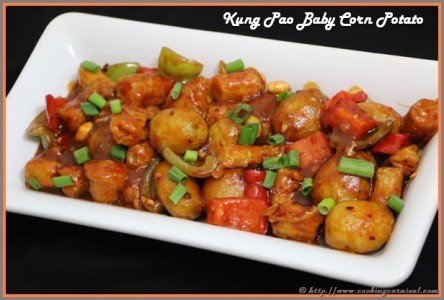 Kung Pao Baby Corn Potato - CookingCarnival.com