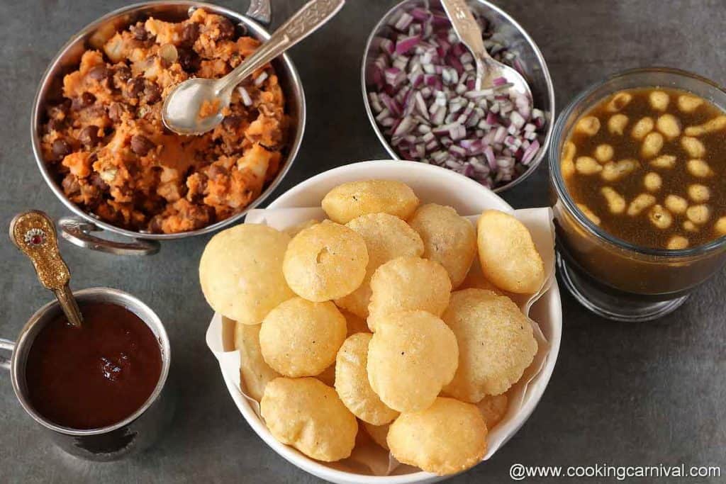 Pani Puri recipe with homemade Puri, pani, masala - Cooking Carnival