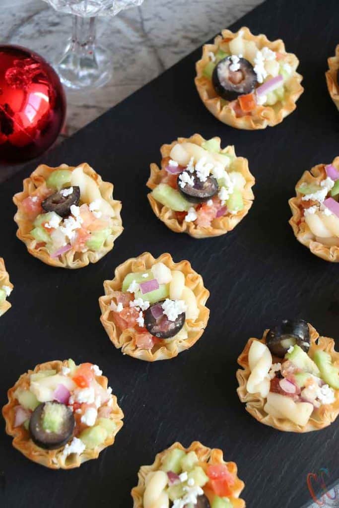 Mediterranean Pasta Phyllo Bites - Phyllo Cups - Cooking Carnival