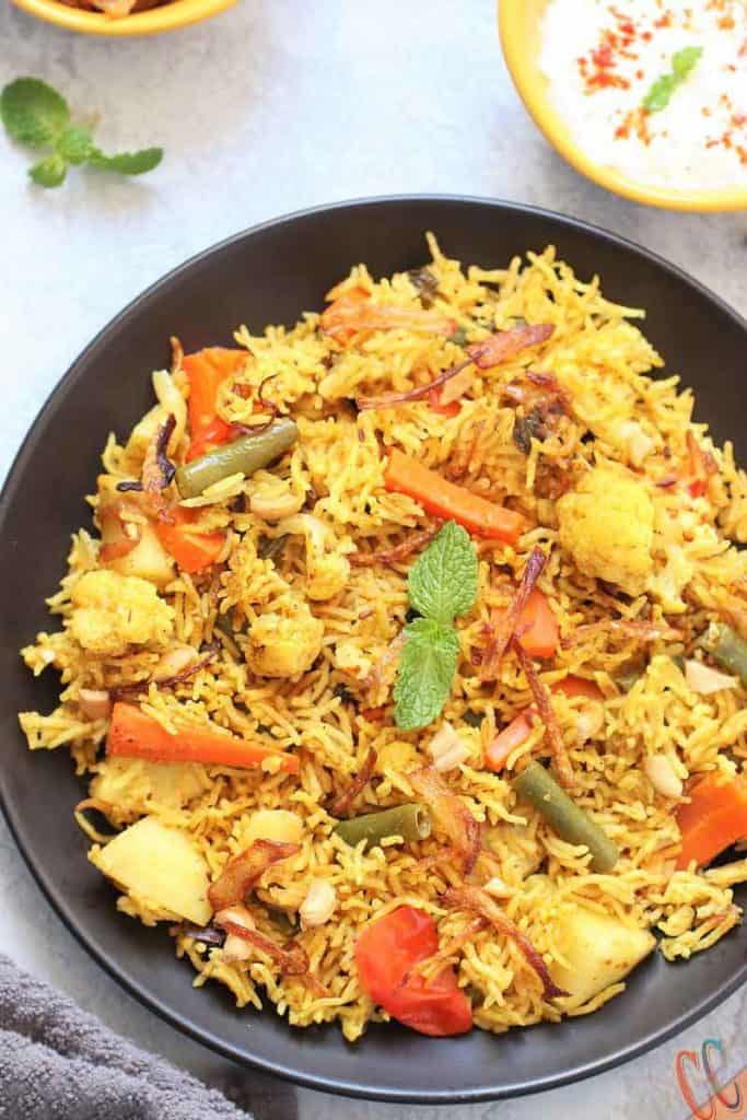 Instant Pot Vegetable Biryani - Vegetable Biryani recipe in pressure cooker