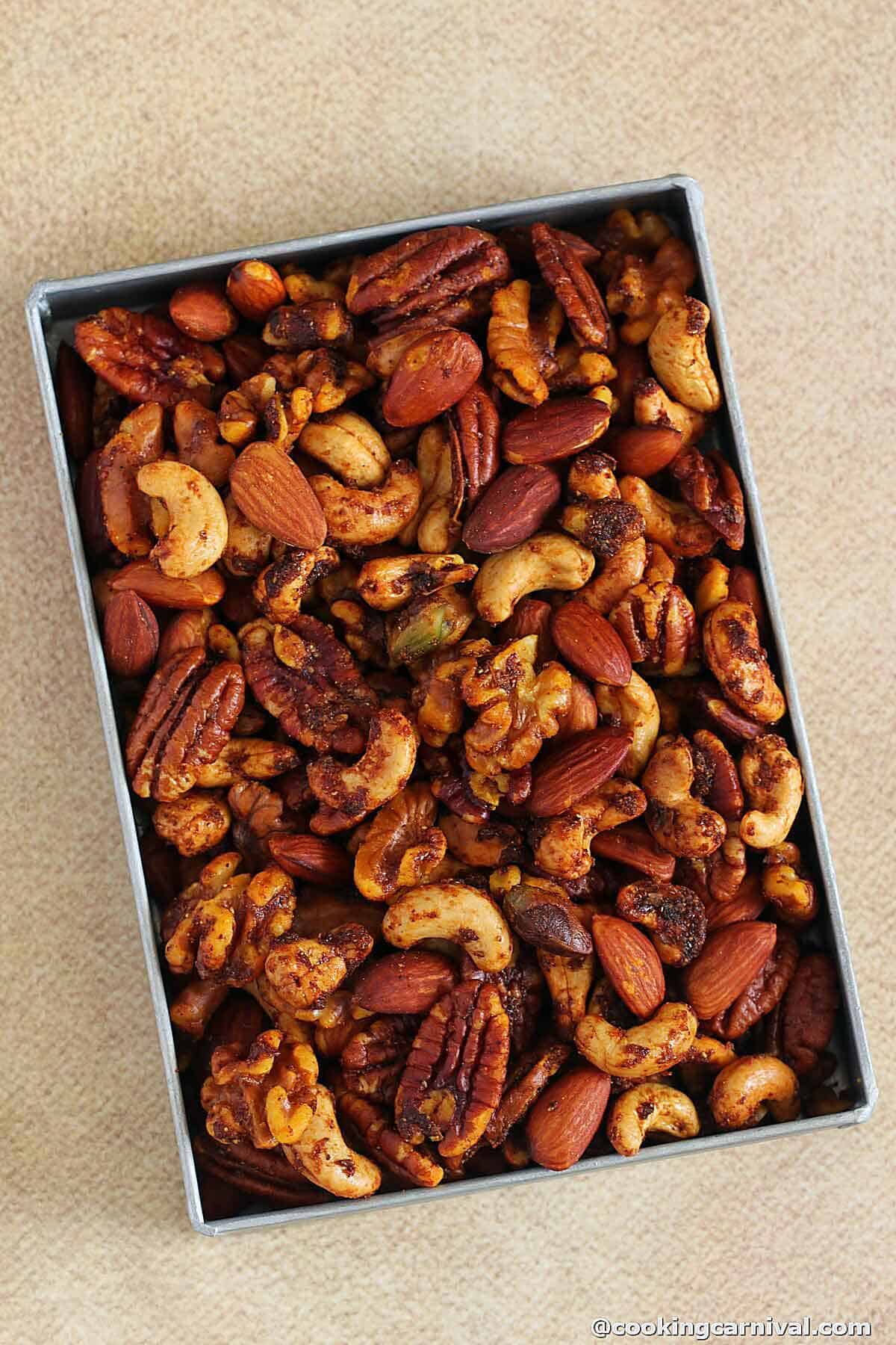 Masala Nuts (Indian Spiced Roasted Nuts) - Cooking Carnival