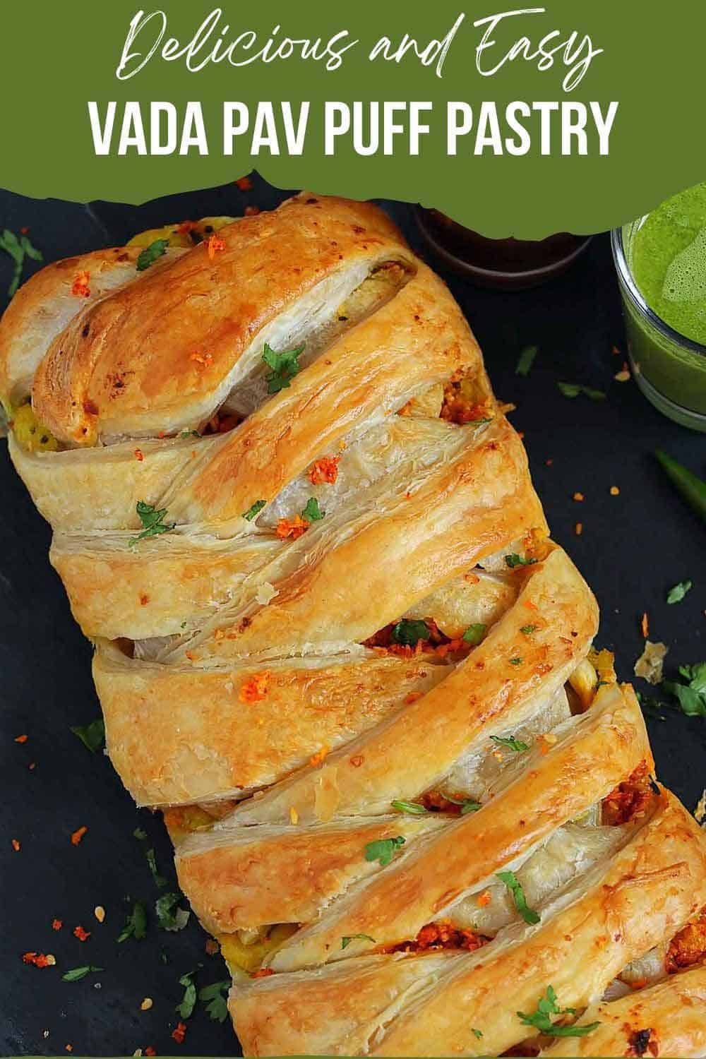 Vada Pav Puff Pastry Braid - Cooking Carnival
